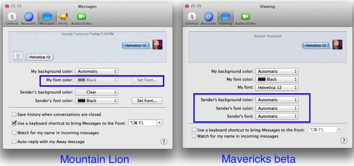 Set Default Font Choices For Messages You Send And Receive In Mavericks Beta [OS X Tips] | Cult ...