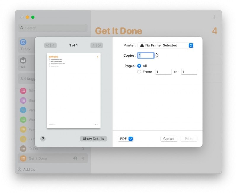 How to print a list from Reminders on iPhone, iPad and Mac