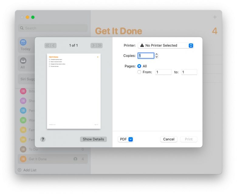 How to print a list from Reminders on iPhone, iPad and Mac