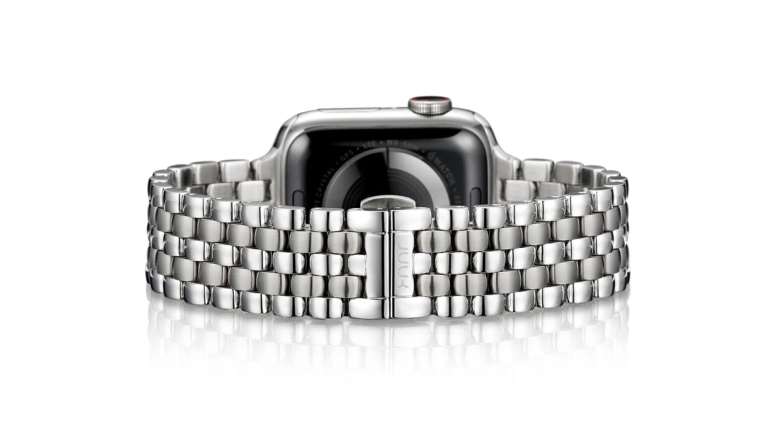 Juuk Aruna stainless steel Apple Watch band is smooth, shiny