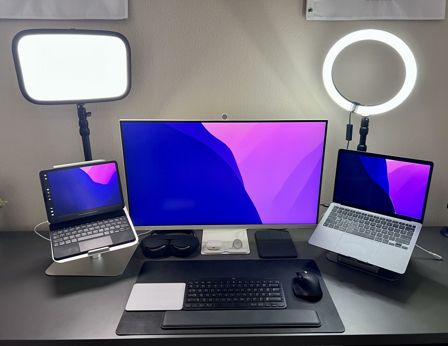 Floating iPad, MacBook ready for close-ups in well-lit workstation [Setups]