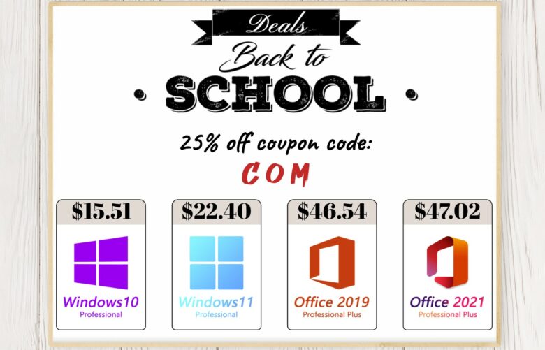 Purchase Windows 10 Pro for $15 and Office for $28 in Back to School Sale