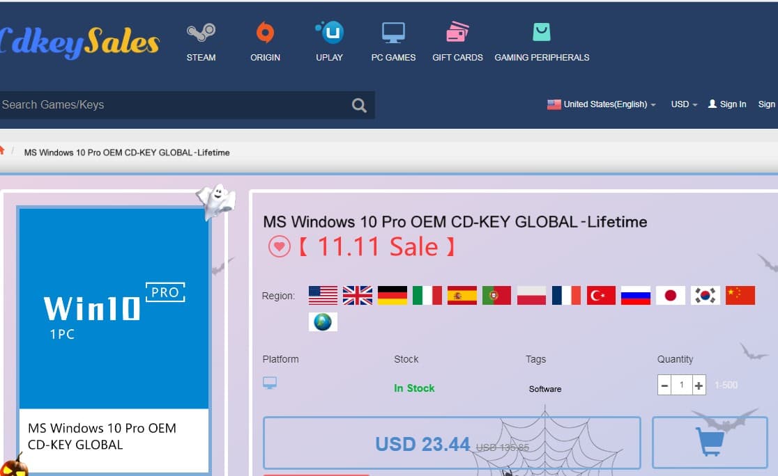 Deals in CdkeySales 11.11 Sale: Get lifetime Windows 10 Pro for $16, free Windows 11 update ...