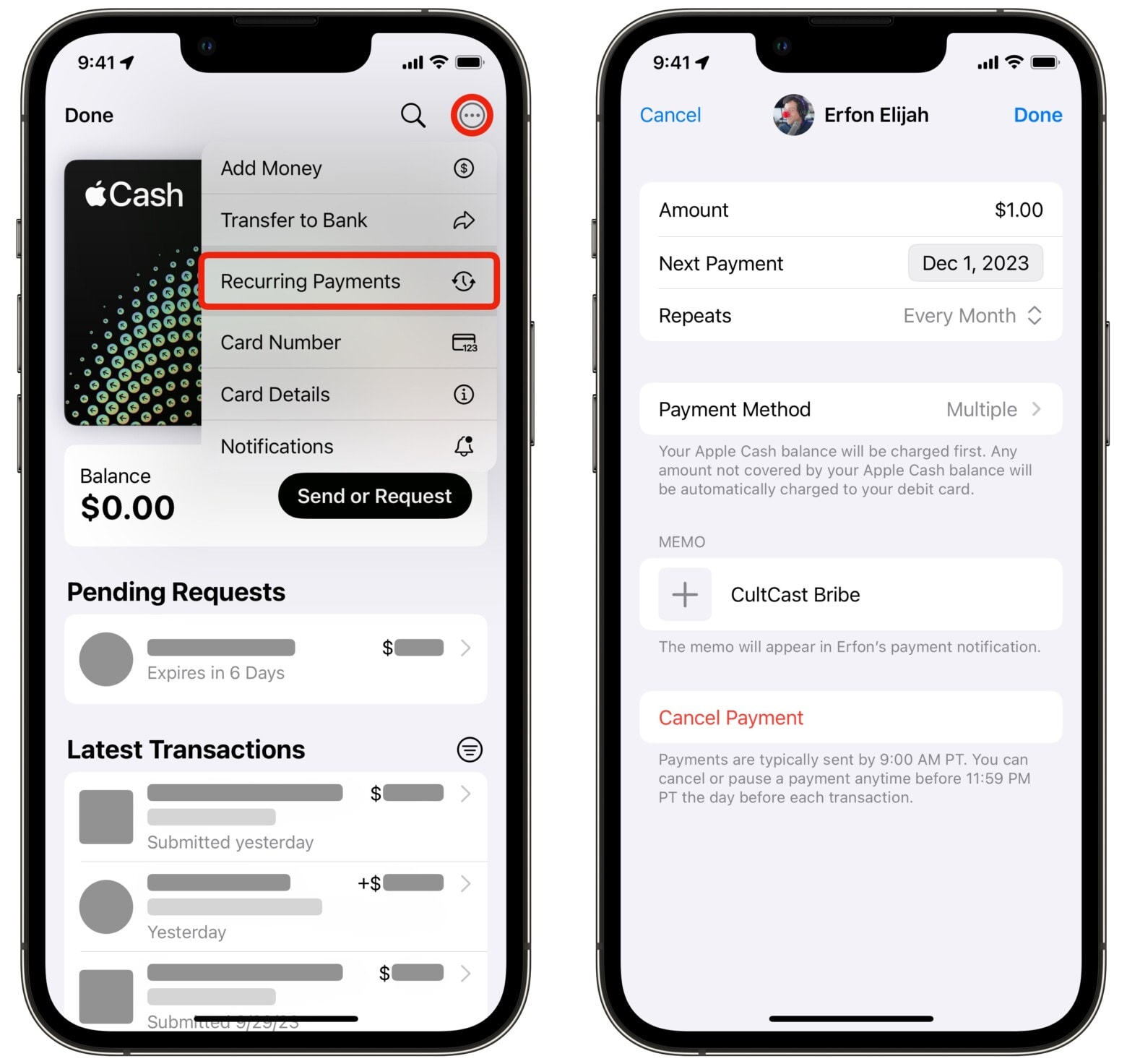 How to schedule automatic Apple Cash payments | Cult of Mac