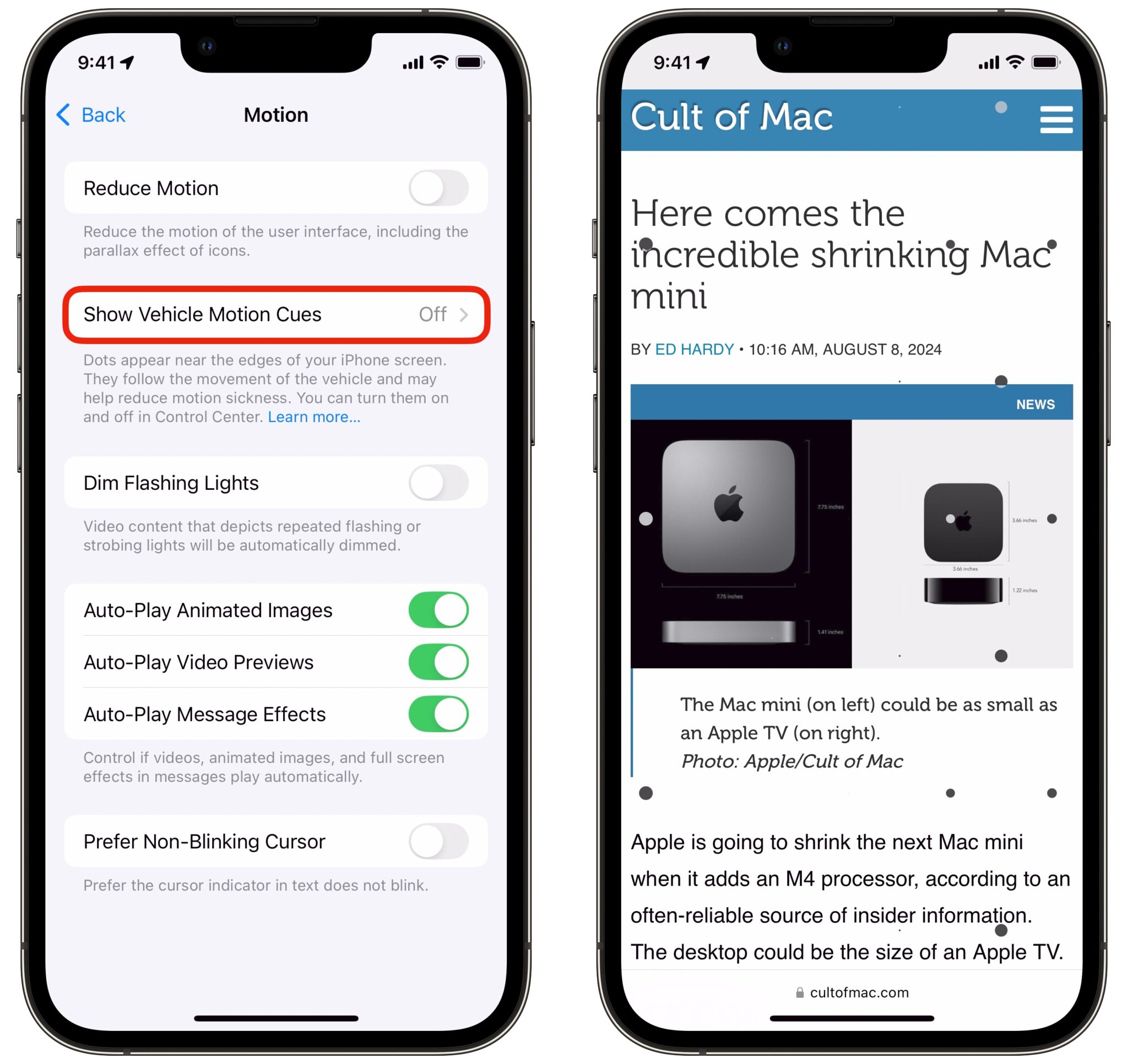 Vehicle Motion Cues: No more iPhone motion sickness in the car | Cult of Mac