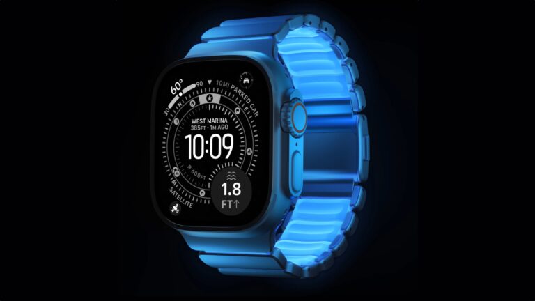 Nomad's Icy Blue Glow Stratos Apple Watch band shines at night | Cult ...