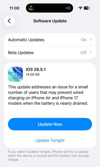 iOS 26.5.1 update fixes charging problem | Cult of Mac